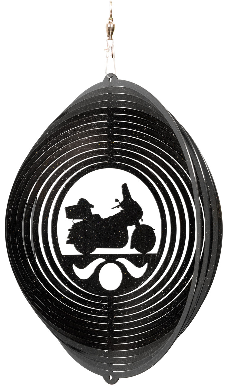 FULL DRESSED MOTORCYCLE Circle Swirly Metal Wind Spinner | SWEN Products