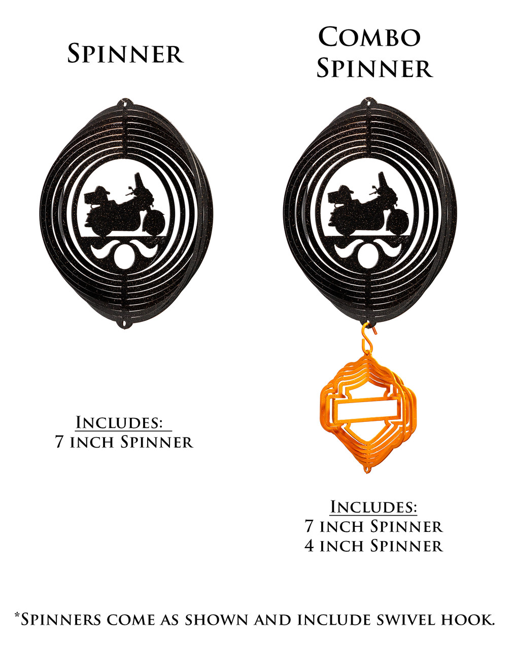 FULL DRESSED MOTORCYCLE Circle Swirly Metal Wind Spinner | SWEN Products
