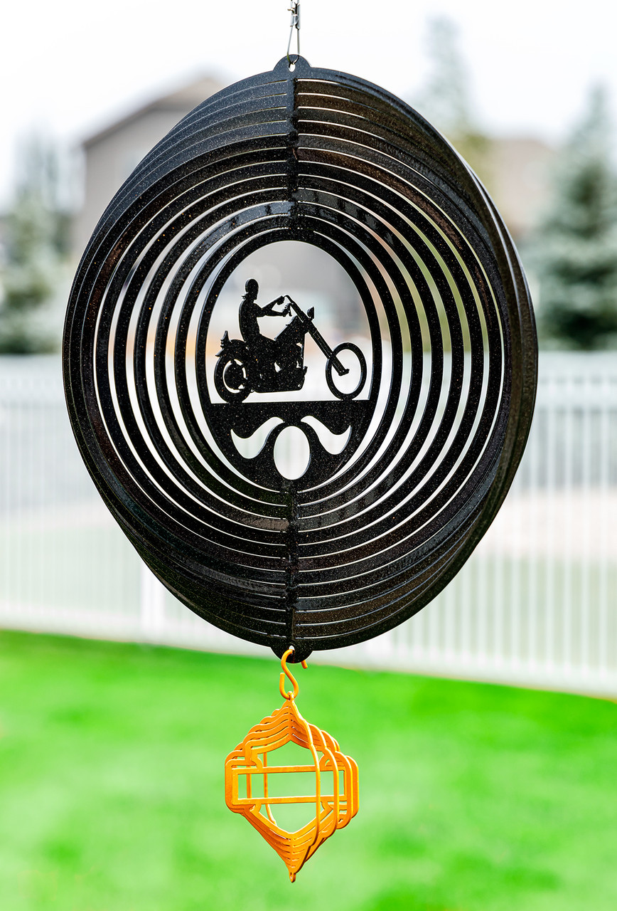 EASY RIDER MOTORCYCLE Circle Swirly Metal Wind Spinner | SWEN Products