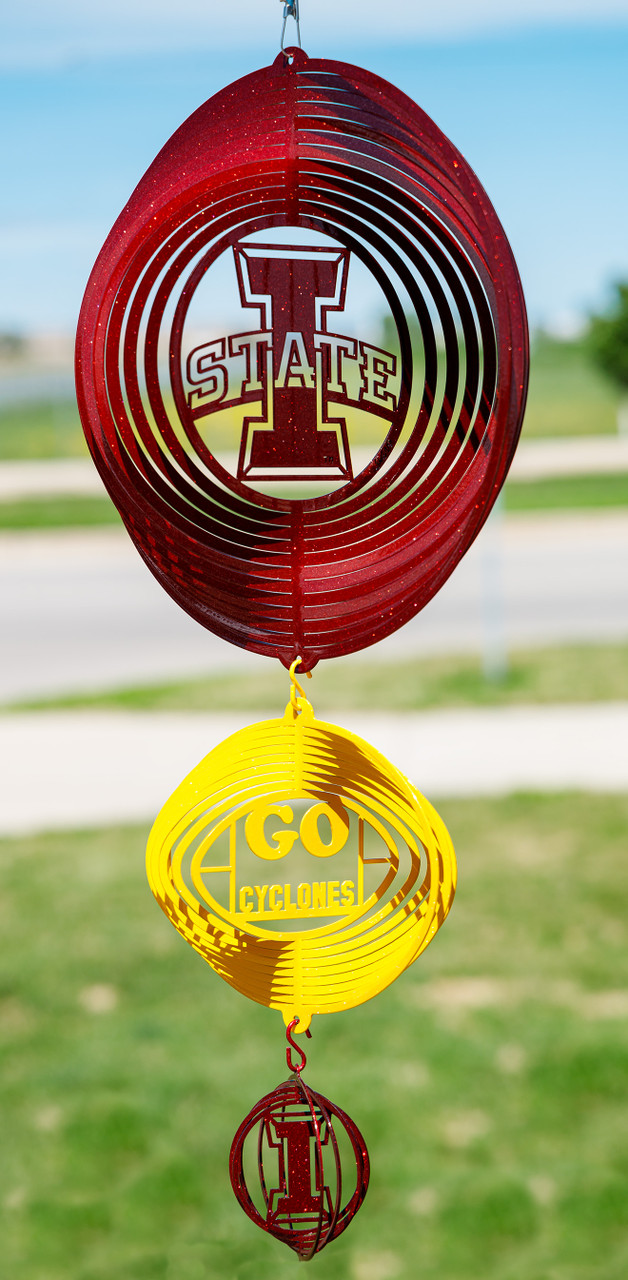 IOWA STATE I STATE Collegiate Swirly Metal Wind Spinner | SWEN Products
