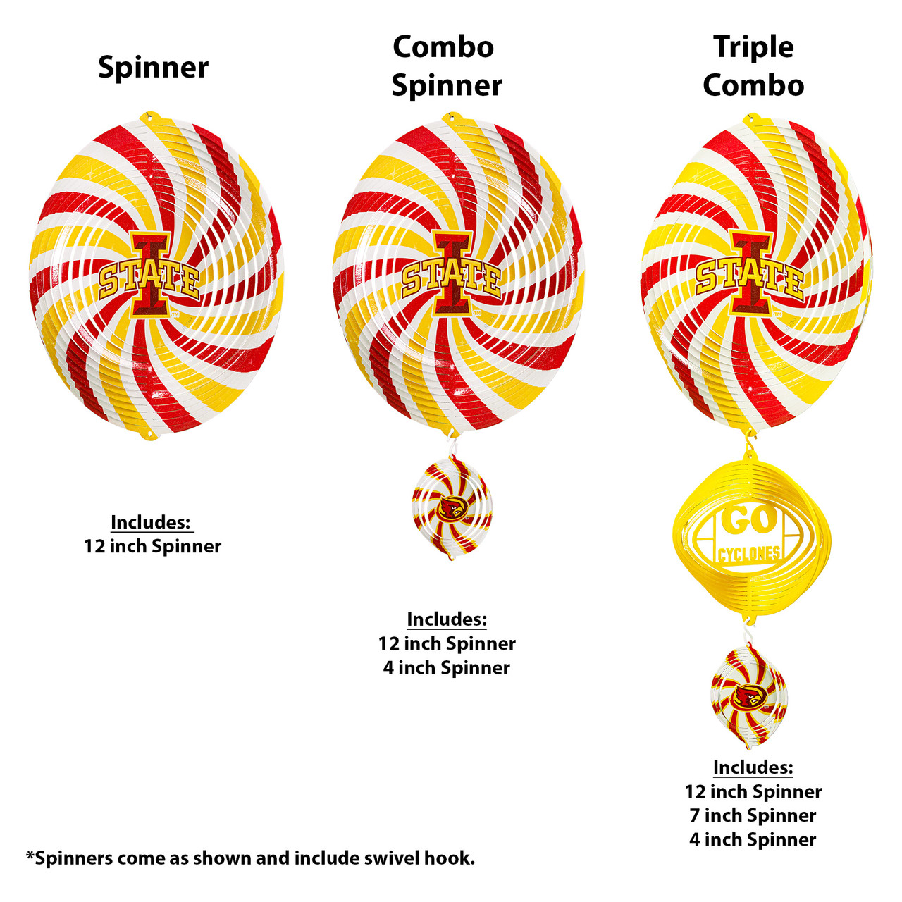 IOWA STATE I STATE Collegiate Swirly Metal Wind Spinner | SWEN Products