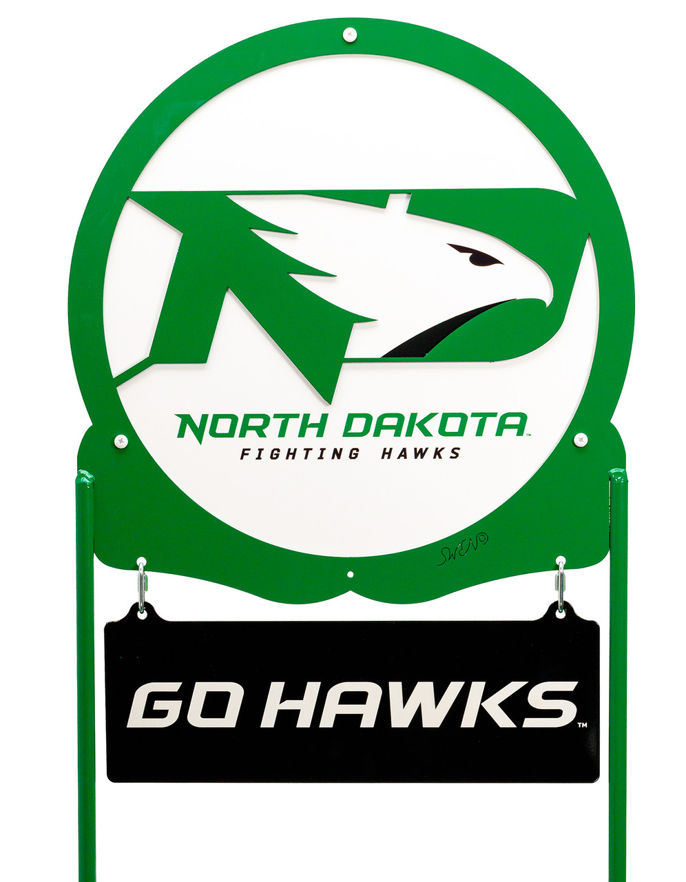 NORTH DAKOTA UND FIGHTING HAWKS Collegiate Logo Metal Yard Sign | SWEN ...