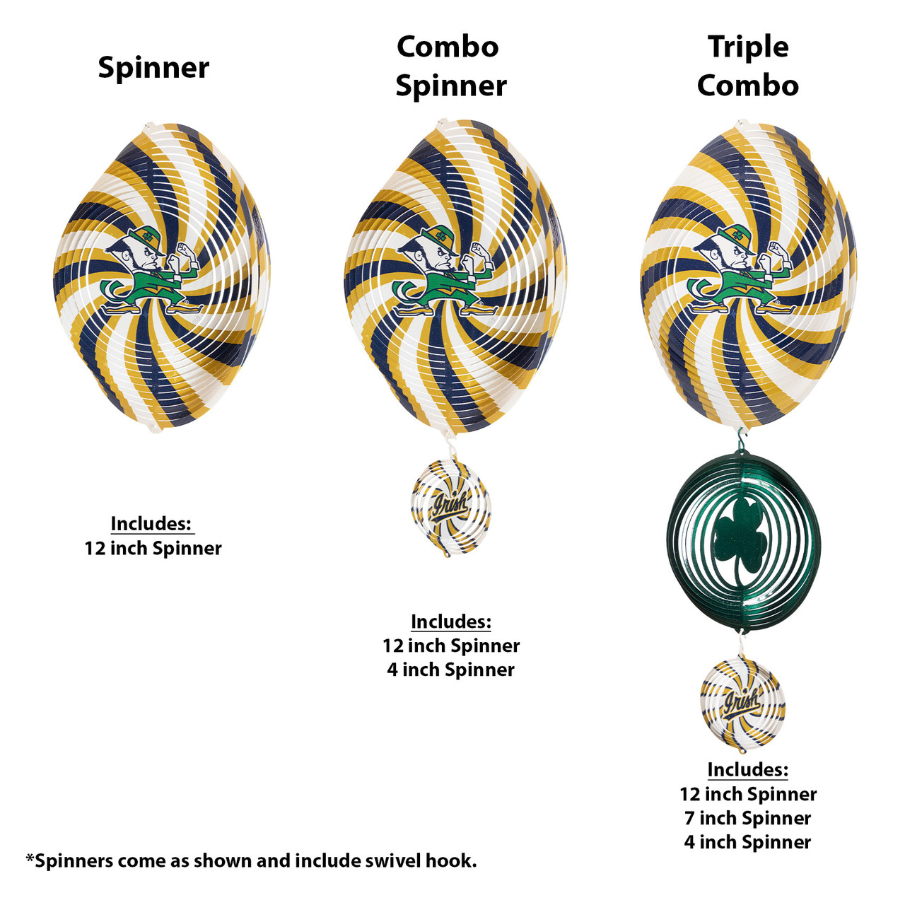 NOTRE DAME FIGHTING IRISH Collegiate Swirly Metal Wind Spinner | SWEN ...