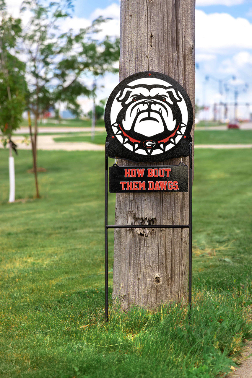 GEORGIA BULLDOGS MASCOT Collegiate Logo Metal Yard Sign | SWEN Products