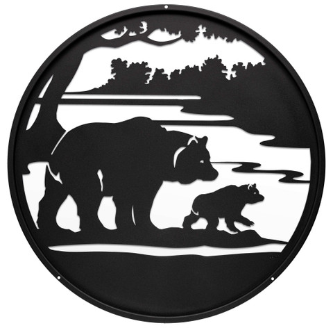 BLACK BEAR & CUB Scenic Metal Wall Art Decor | SWEN Products