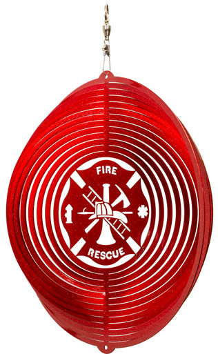 FIRE RESCUE Circle Swirly Metal Wind Spinner | SWEN Products