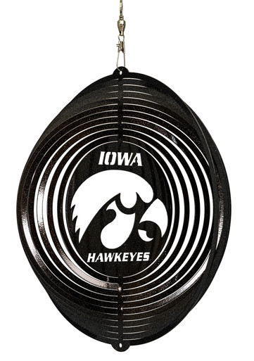 IOWA HAWKEYE HAWKEYES Collegiate Swirly Metal Wind Spinner | SWEN Products