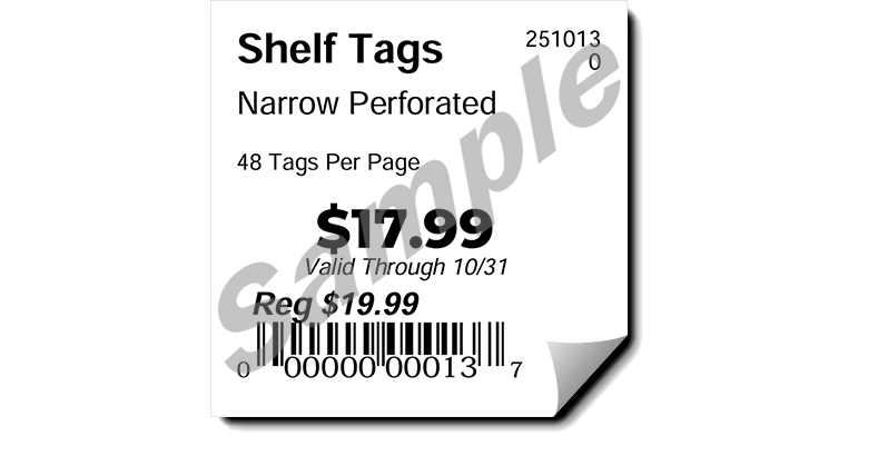 FREE SHIPPING! - Shelf Tags - Narrow Price Tags, Count 48 per sheet ...