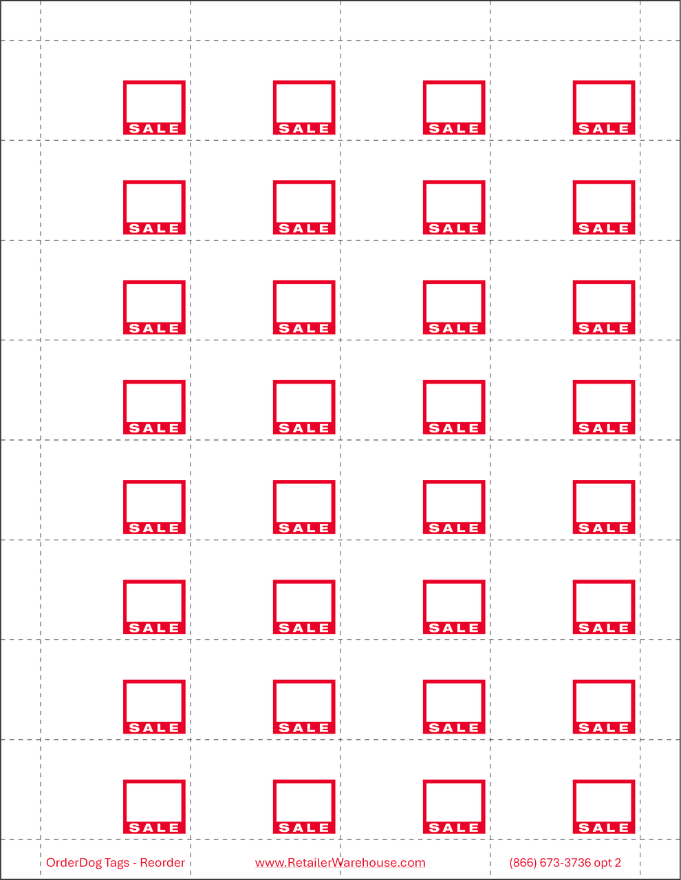 Shelf Tags - RED Perforated Price Tags, 32 Per Sheet (3200 Labels, 100 ...