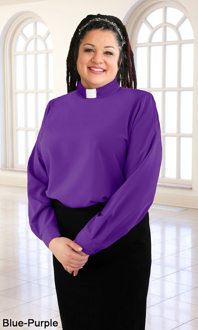 Long Sleeve Shell Blouse with Tab Collar | Sacred Stitches