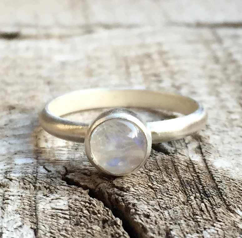 Minimalist Elegant Solitaire Oval Moonstone Birthstone Ring in Sterling ...