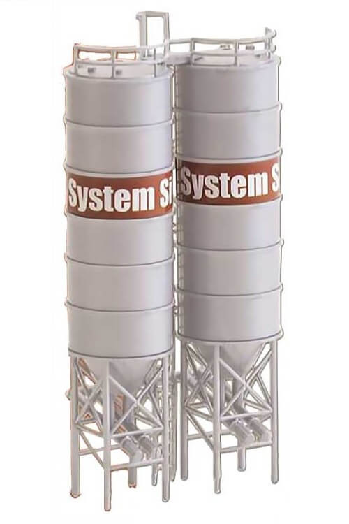 Model Power 2 Industrial Silos HO Scale Built Up Building - BRS Hobbies