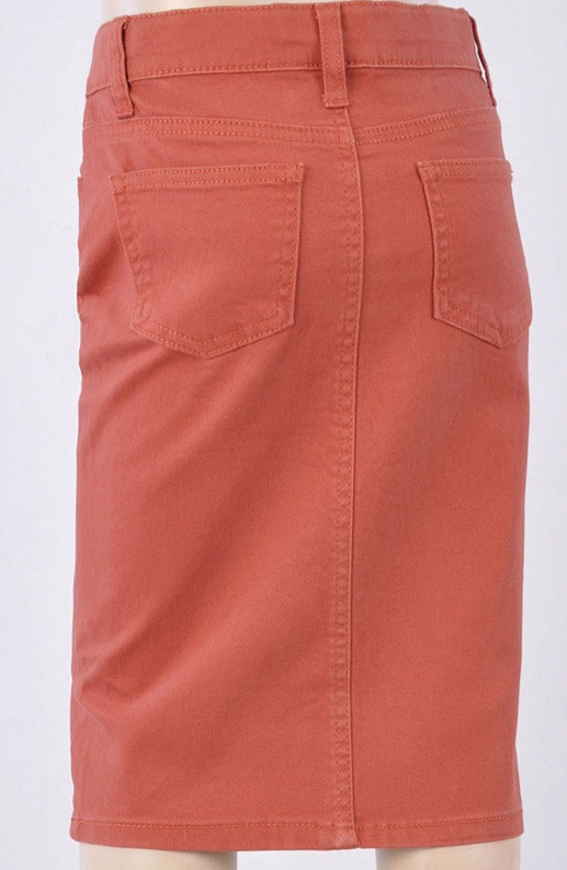 Colored Denim Skirt Terracotta *Girls* - The Klassy Girl Boutique