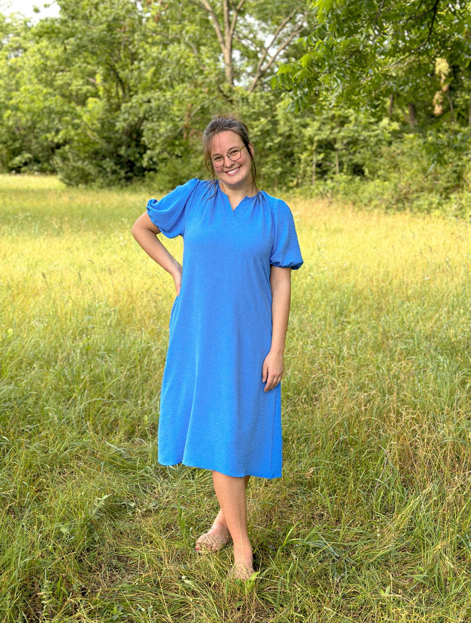Hydrangea Dress - Cobalt Blue - The Klassy Girl Boutique