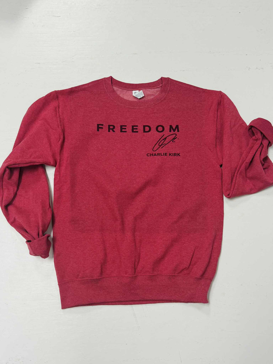 Charlie Kirk Freedom Sweatshirt *Heather Red* - The Klassy Girl Boutique