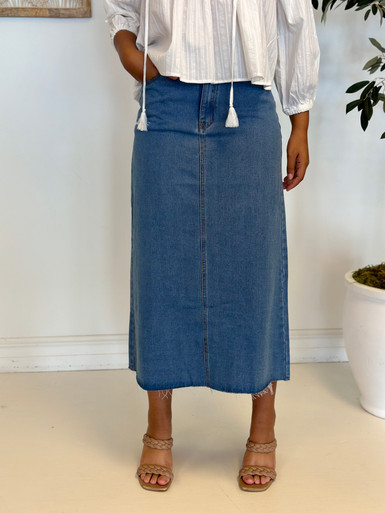 Denim Maxi Skirt Dark The Klassy Girl Boutique