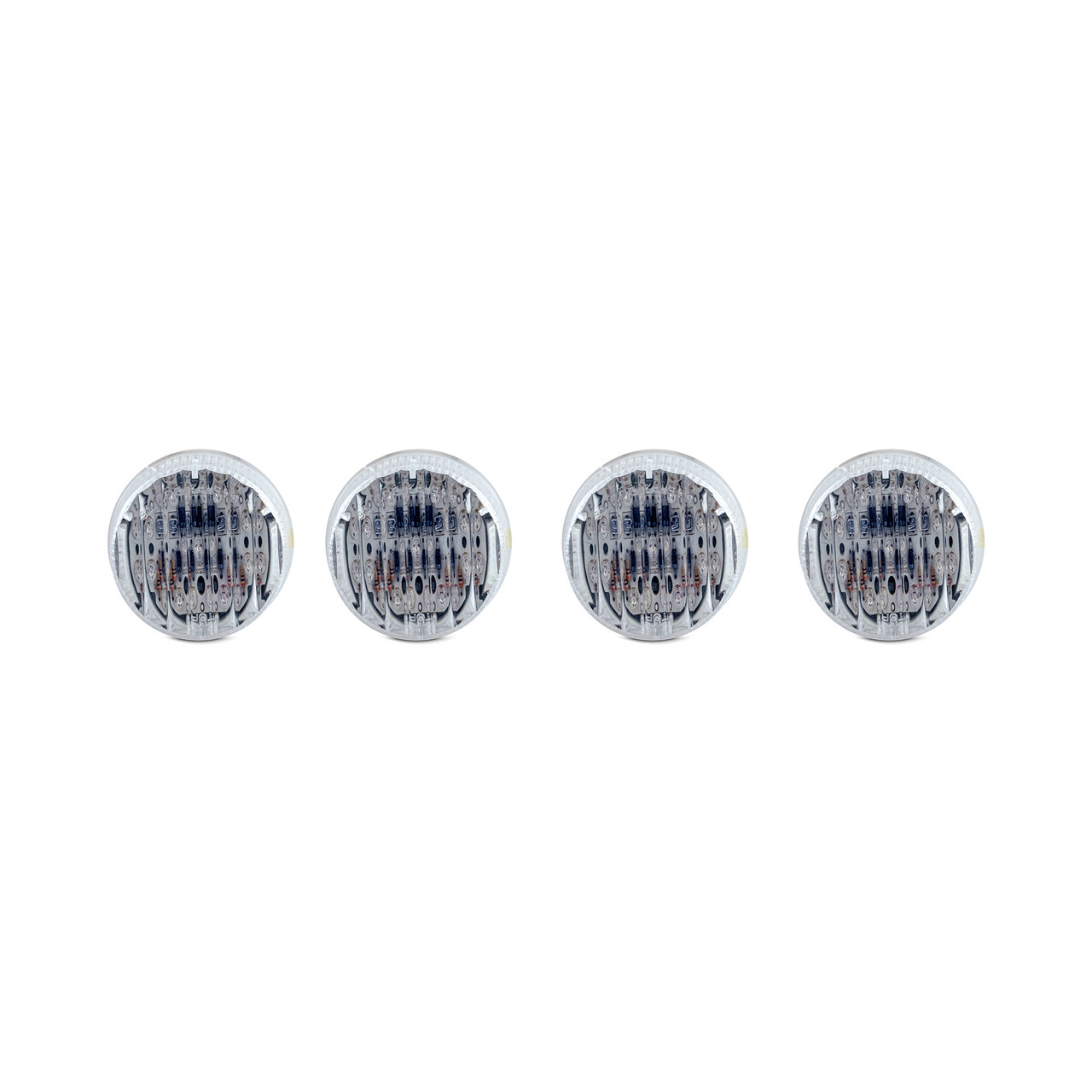 9 LED 2″ ROUND MARKER LIGHT 4 PACK– RED LED/CLEAR LENS