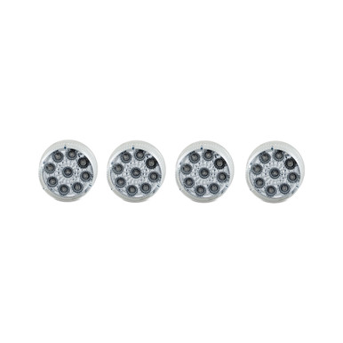 9 LED 2″ ROUND DIAMOND REFLECTOR LIGHT 4 PACK– RED LED/CLEAR LENS