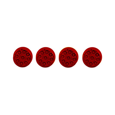 9 LED 2″ ROUND DIAMOND REFLECTOR LIGHT 4 PACK– RED