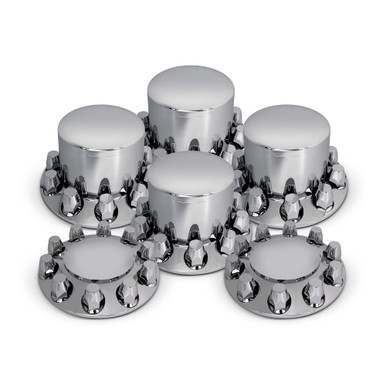 ROUND AXLE COVER COMBO KIT W/ 33mm STANDARD THREADED LUG NUT COVERS