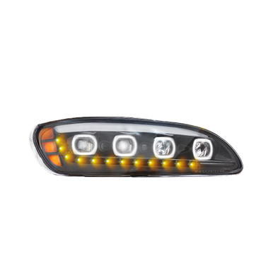 PETERBILT 386/387 LED HEADLIGHT W/HALO & SEQUENTIAL TURN SIGNAL BLACK ...