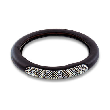 18" RUBBER DIAMOND ANTI-SLIP STEERING WHEEL COVER - WHITE