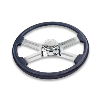 16'' CARBON FIBER WOOD STEERING WHEEL WITH 4 CHROME SPOKES