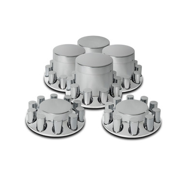 FLAT AXLE COVER COMBO KIT W/ 33mm CYLINDER THREADED LUG NUT COVERS