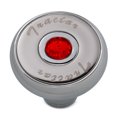 “TRACTOR” CHROME SCREW-ON AIR VALVE KNOB W/ JEWEL – RED