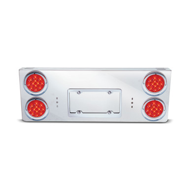 SS Rear Light Panel W/4-4"RED LED Round Lights - National Truck Parts