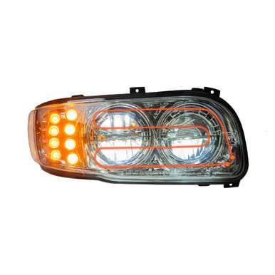PETERBILT 388/389 LED HEADLIGHT W/ HEATED LENS & HALO CHROME (PASSENGER ...