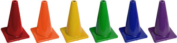 Set of 6 Colorful 12" Game Cones for Sports & Play