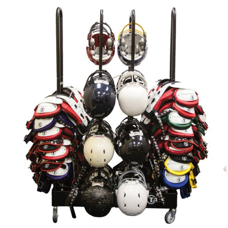 4-Stack Rolling Helmet Rack - Holds 64 Helmets