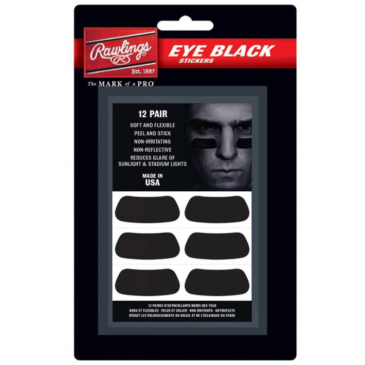 Rawlings Eye Black Stickers - 12 Pack for Glare Reduction
