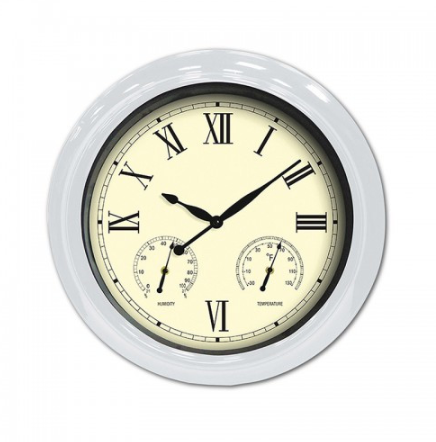Indoor Outdoor 18 Inch Clock Thermometer Hygrometer