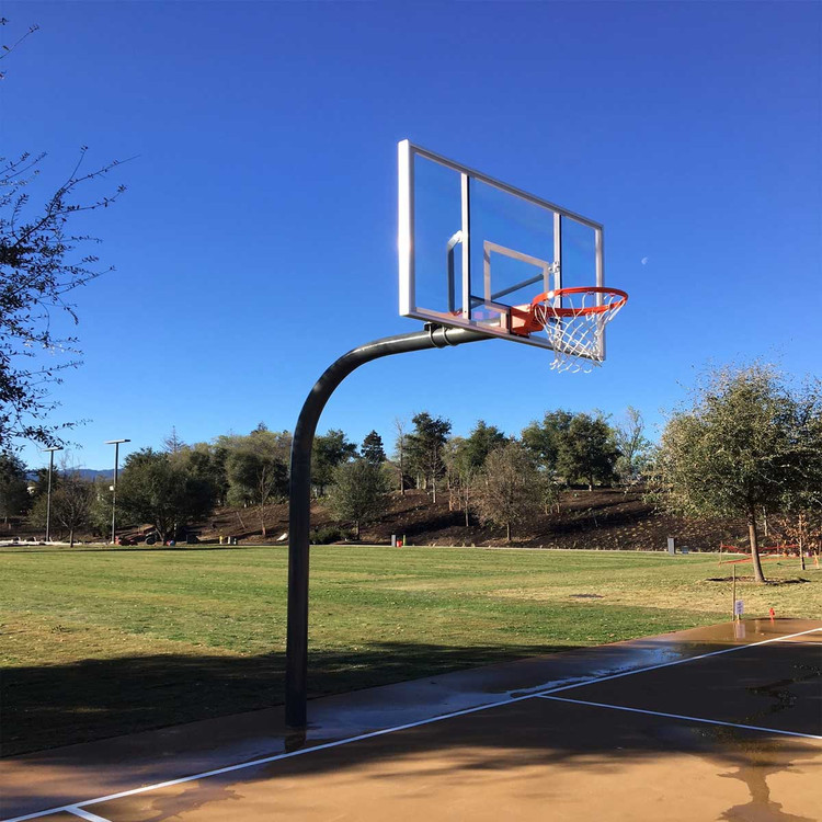 Heavy-Duty Gooseneck Basketball Post & Backboard