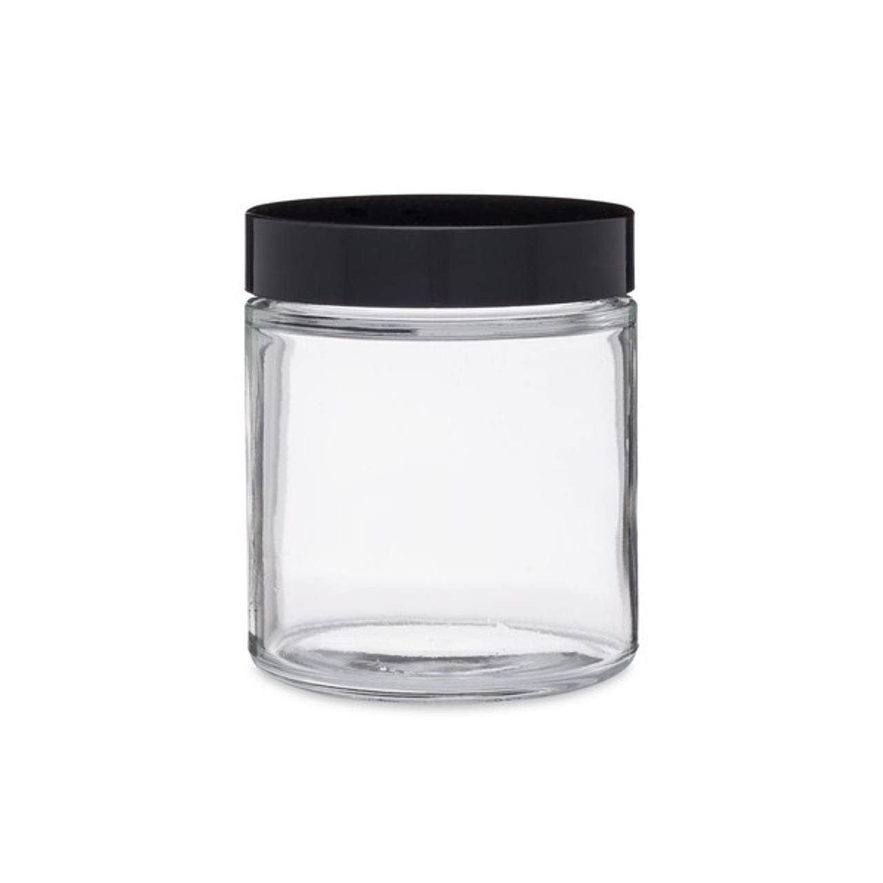 4 Oz Clear Glass Squat Jars Black Cap Berlin Packaging