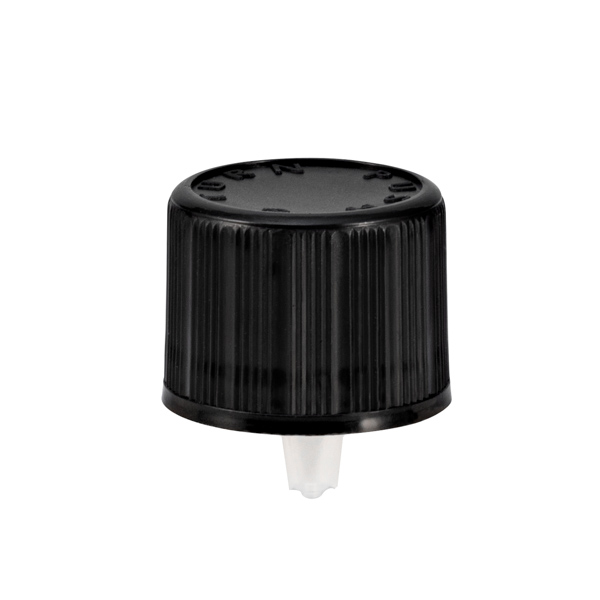 18 mm Black Plastic Push n Turn Cap | Berlin Packaging