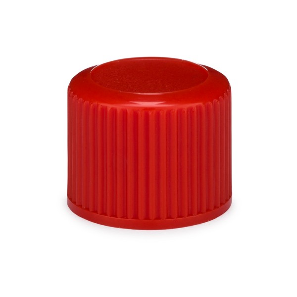 Red PP Flat Plastic Caps - Ribbed Unlined | Berlin Packaging