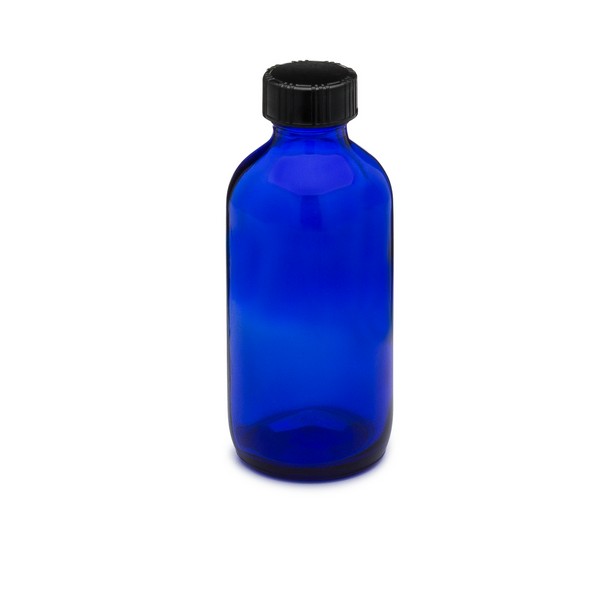 4 oz Blue Glass Boston Round- Phenolic Cap w/Liner | Berlin