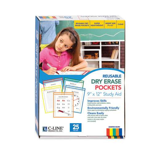 Buy Reusable Dry Erase Pockets, 9 X 12, Assorted Primary Colors, 25/box ...