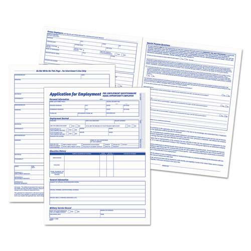 Buy Comprehensive Employee Application Form, 8.5 X 11, 1/page, 25 Forms ...