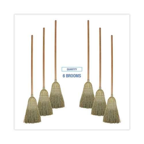 Buy 100% Corn Brooms, 60" Overall Length, Natural, 6/carton | 123office.com