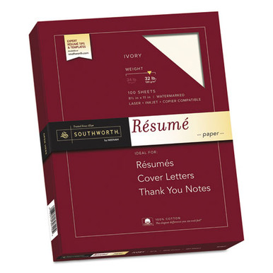 Buy 100% Cotton Resume Paper, 32 Lb, 8.5 X 11, Ivory, 100/pack ...