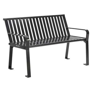 Buy Steel Slat Benches With Back, 48" X 27" X 31", Black Seat/back ...