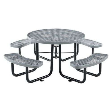 Buy Expanded Steel Picnic Table, Round, 46" Dia X 29.5"h, Gray Top ...