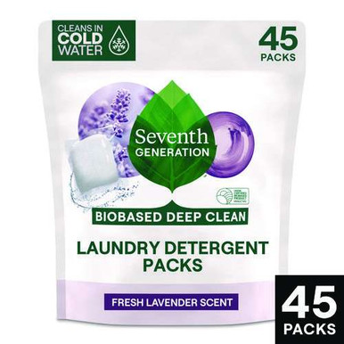 Buy Natural Laundry Detergent Packs, Powder, Lavender Scent, 45 Packets ...