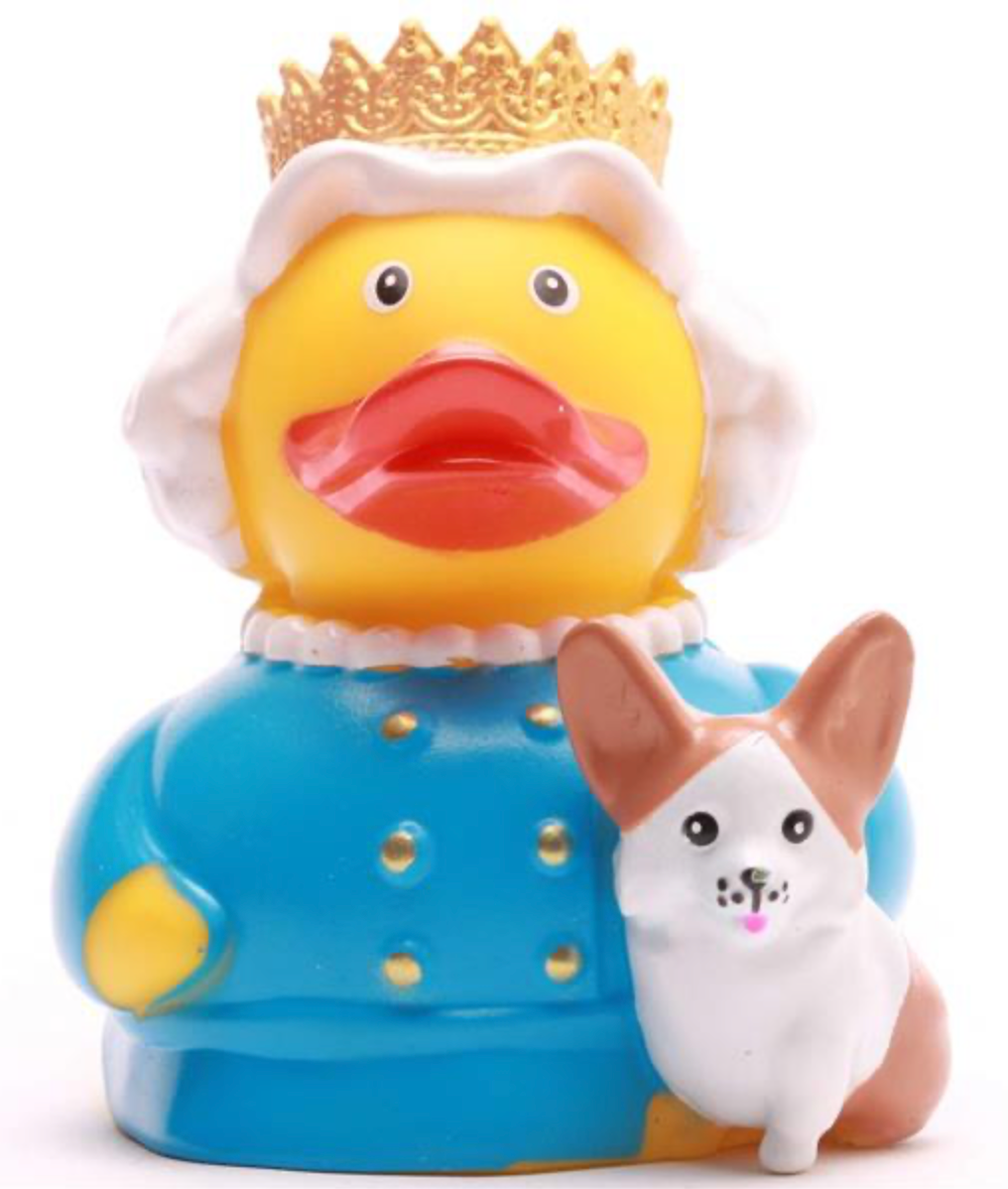 The Queen and Her Corgi Dog Rubber Duck by Yarto | Ducks in the Window®
