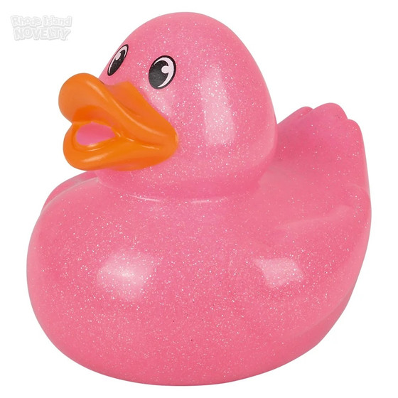 Large 6 inch Pink Glitter Rubber Duck