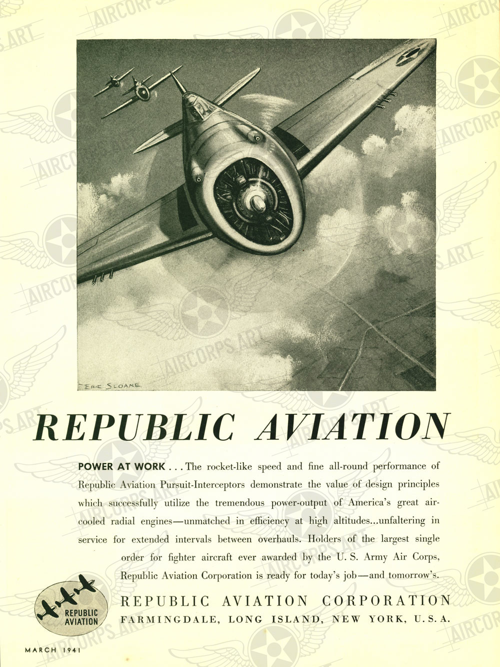 Republic Aviation "Power At Work" P-47 Poster